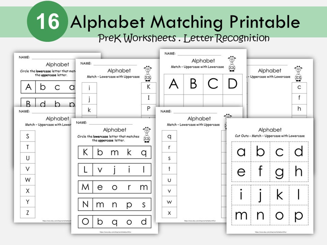 Alphabet Matching Worksheets, Alphabet Recognition - Uppercase ...