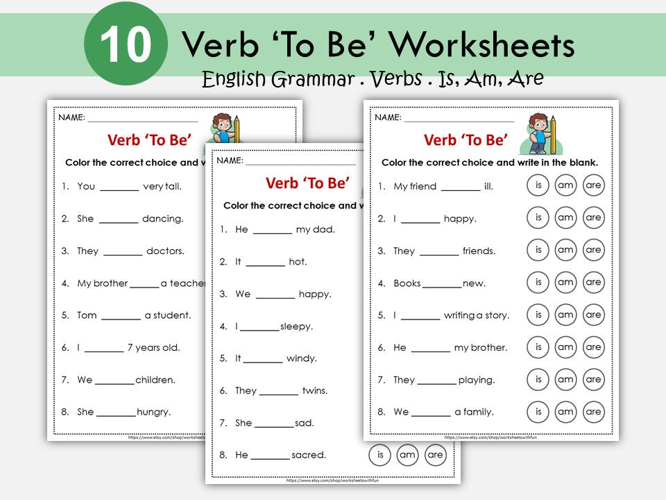 Verb Grammar Worksheets Verb To Be (is, Am, Are) Worksheets, Being