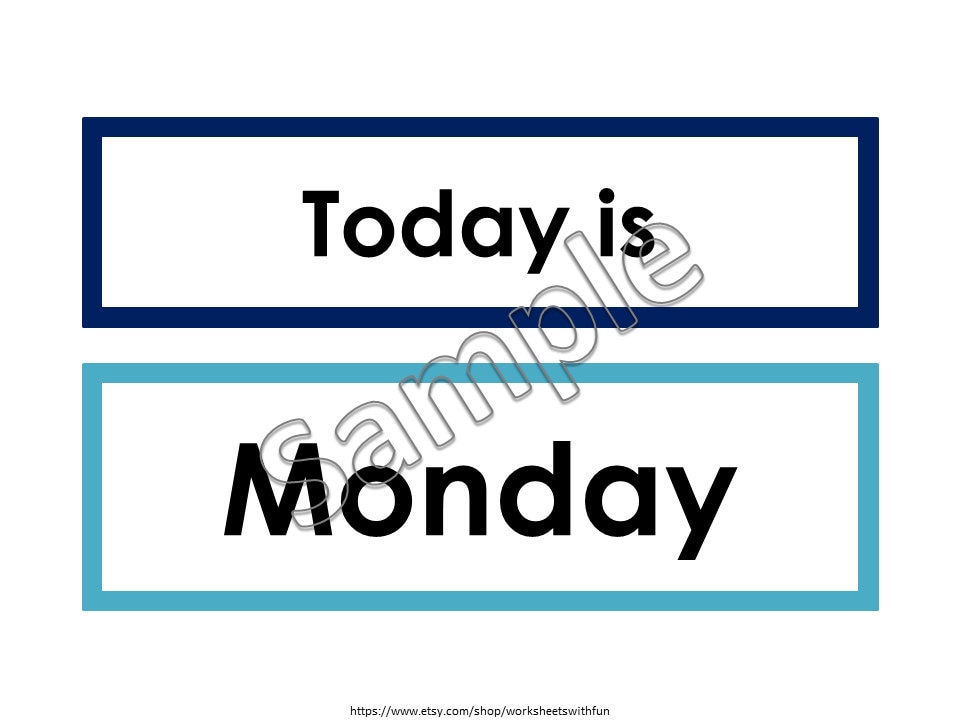 Days of the Week Flashcards: Montessori Learning (digital Download ...