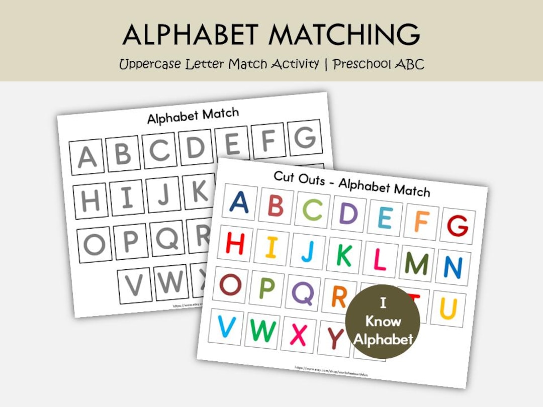 Alphabet Matching Game Printable, Uppercase Letter Match Activity ...