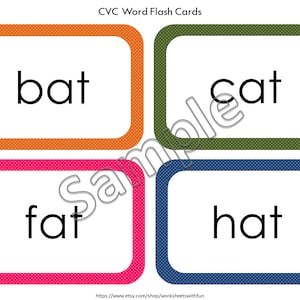 CVC Flash Cards, CVC Word Printable, CVC Flashcards, Kindergarten ...