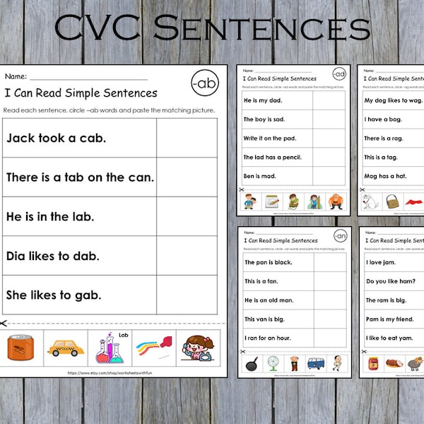 Simple Sentence Worksheets - Etsy