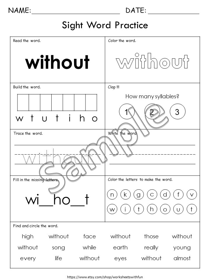 Fry Third Hundred Sight Words Worksheets | Sight Word Practice ...