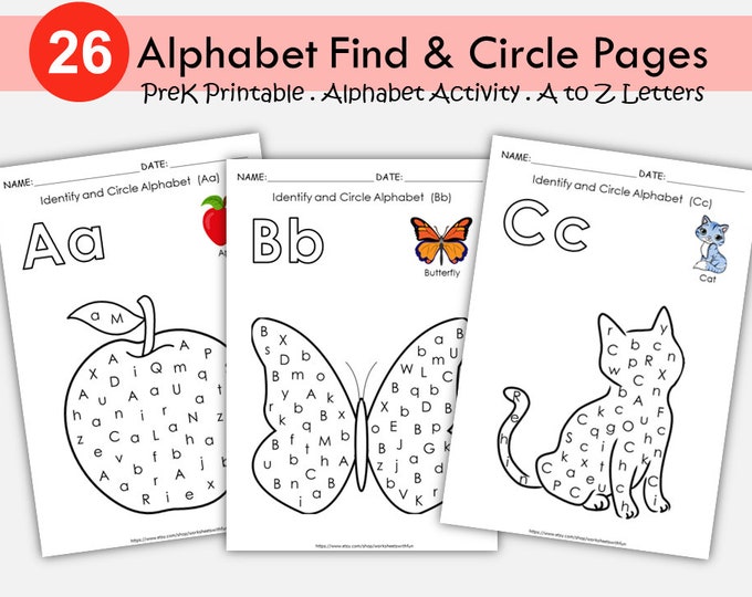 Uppercase Alphabet Dab and Dot | Alphabet Search | 26 Worksheet Pages ...