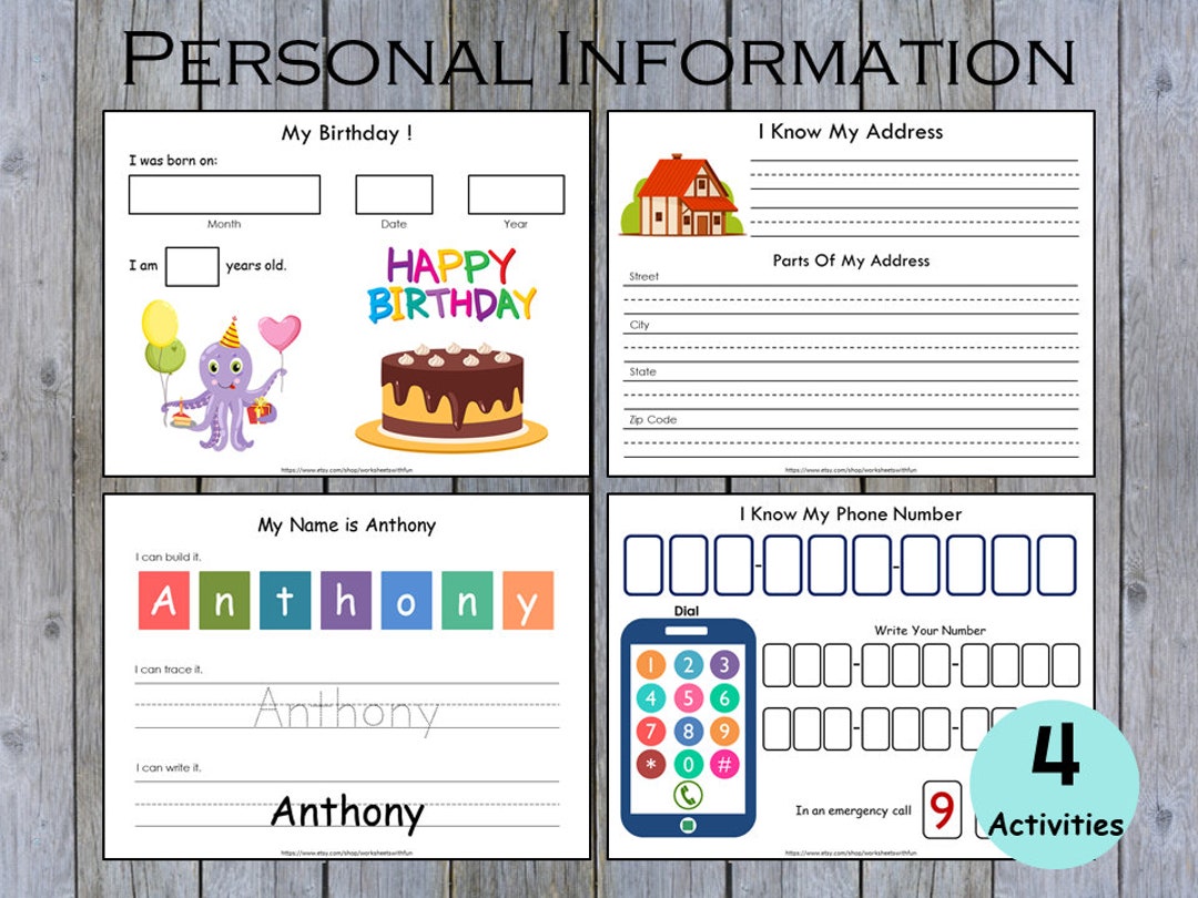 Life Skills Practice Sheets Printable, Toddler Busy Binder, Kids Name ...