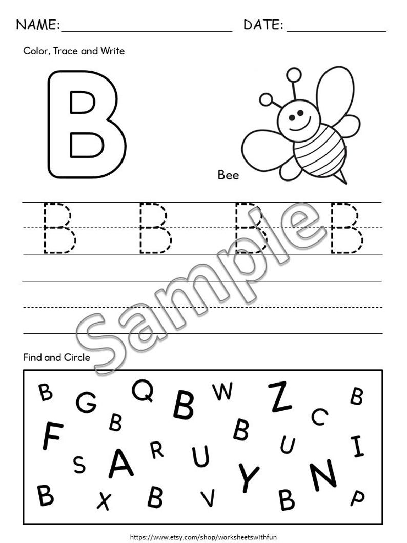 Alphabet Worksheets Printable, Letter Recognition Activities, Trace and ...