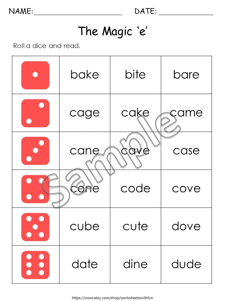 Magic E Worksheets Printable | Silent E Long Vowel Phonics | Read Trace ...