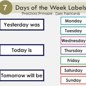 Days of the Week Flashcards, Days of the Week Printable, Days of the ...