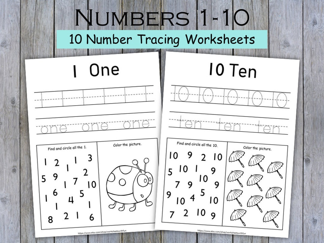 Number Tracing Worksheets 1-10, Preschool Printable, Kids Handwriting ...