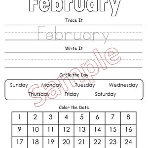Daily Calendar Worksheet: Preschool Homeschool Activity (PDF) - Etsy