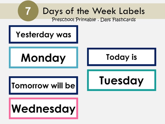 Days Of The Week Printable Labels Days Of The Week Worksheets