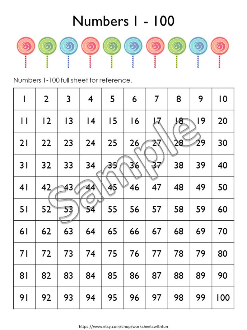 Missing Number Worksheets 1–100 | 100 Chart Math Printable | Number ...