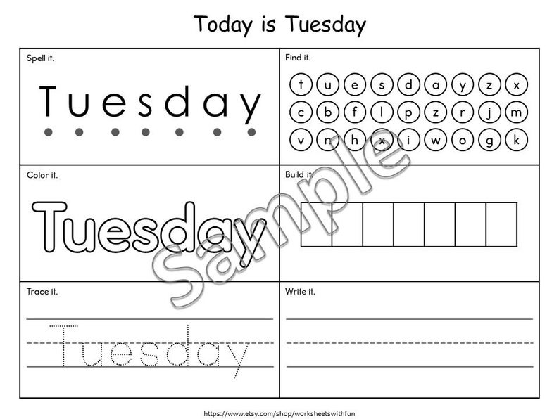 Days of the Week Worksheets Printable | Spelling, Tracing & Writing ...