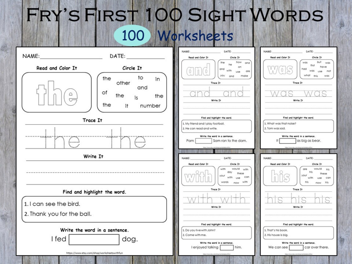 Fry Sight Words Worksheets Bundle 300 Printable Fry - Etsy