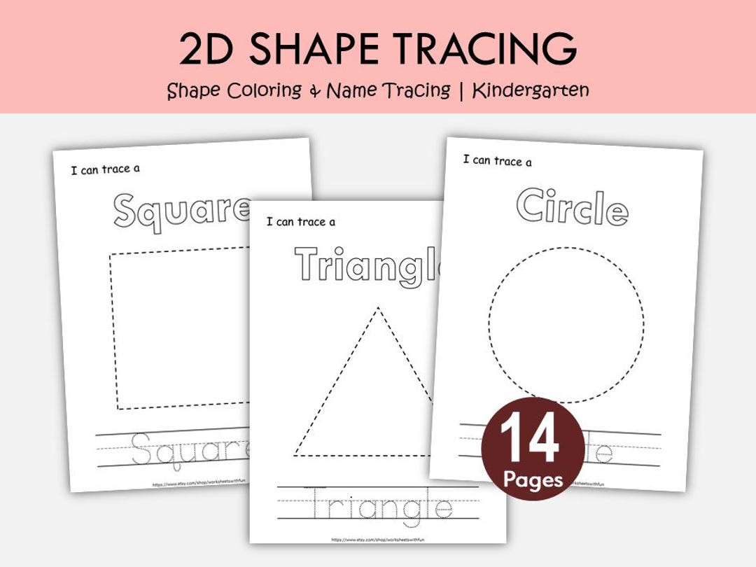 2D Shape Tracing Worksheets Printable | Shape Coloring & Name Tracing ...