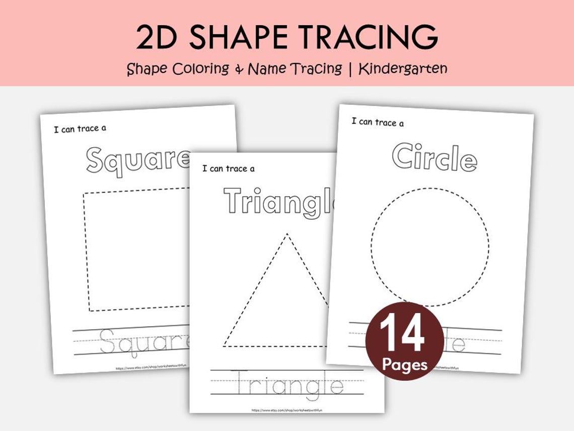 2D Shape Tracing Worksheets Printable | Shape Coloring & Name Tracing ...