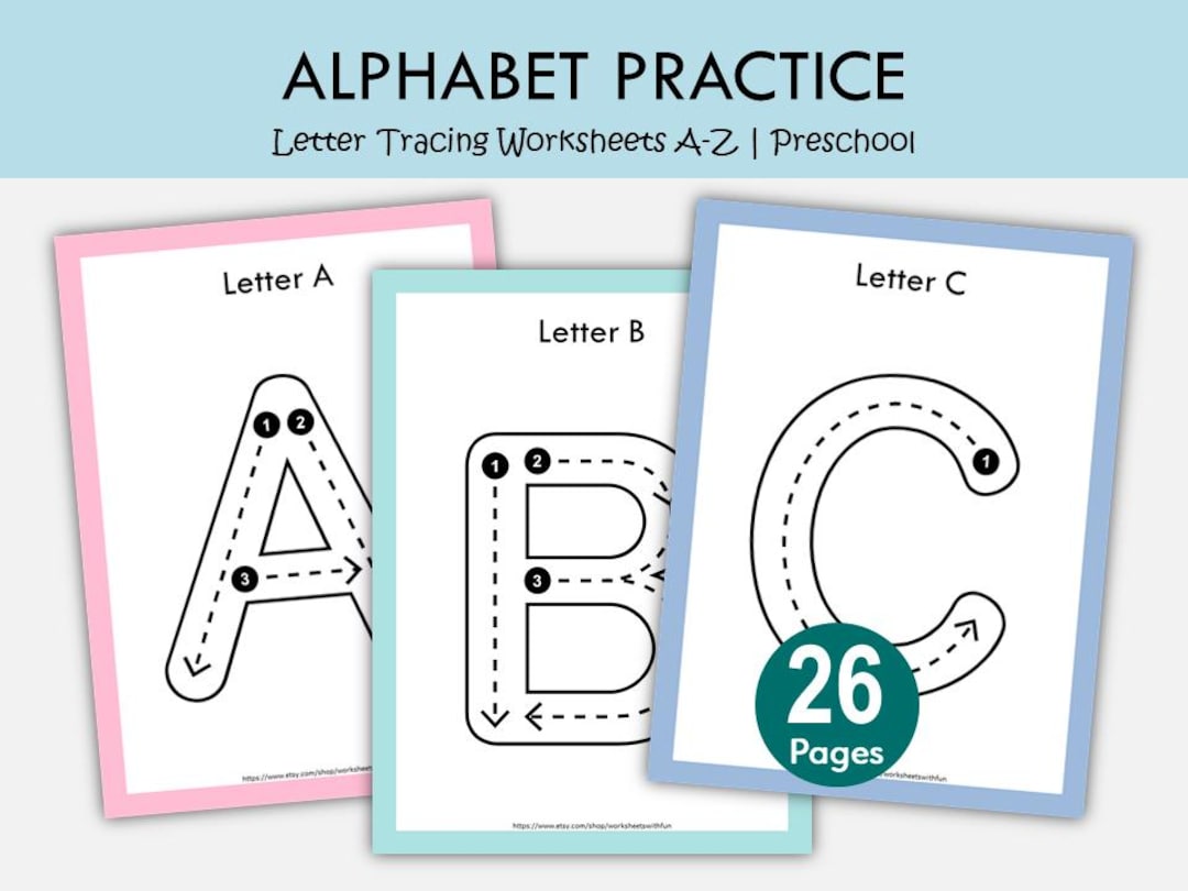 Uppercase Alphabet Tracing Worksheets A-Z | Capital Letter Handwriting ...