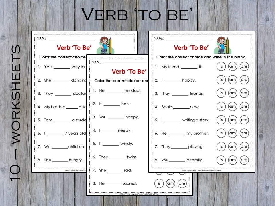 Verb to Be is Am Are Worksheets Being Verb Printable - Etsy UK