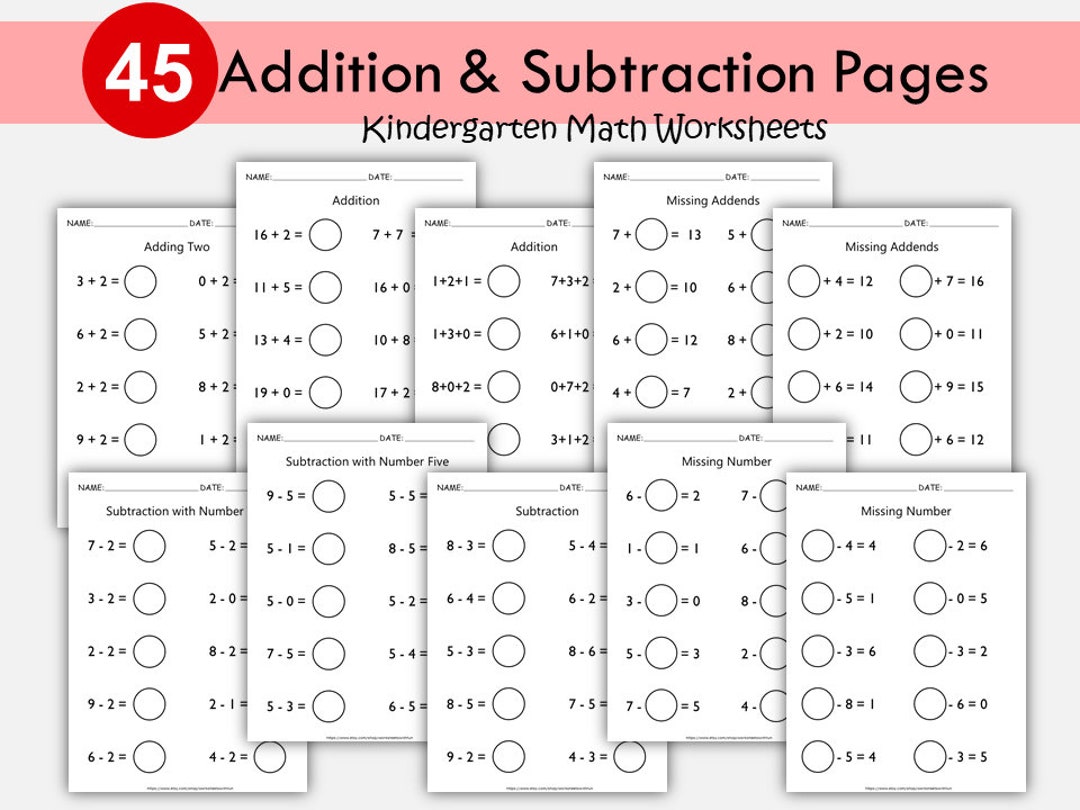 Math Worksheets Printable, Addition and Subtraction Pages, Summer ...