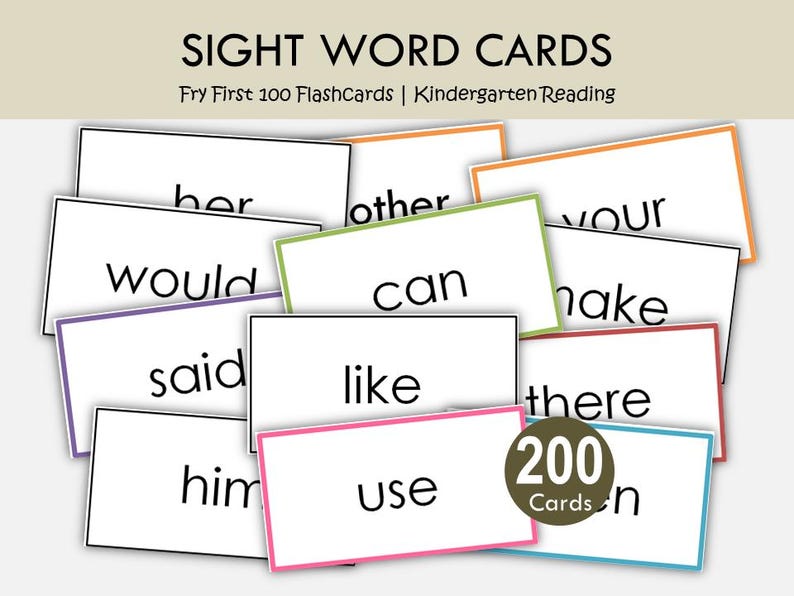 Fry First 100 Sight Words Flashcards Printable | Fry Word Cards | High ...