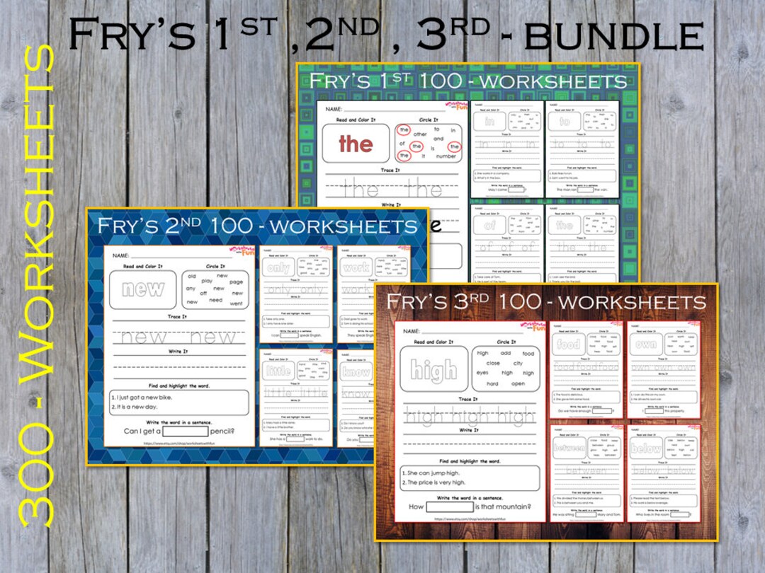 300 Fry Sight Words Worksheets: Handwriting & Spelling (digital ...