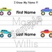 Name Tracing Sheet for Kids, Dry Erase Name Mat-car Theme, First & Last ...