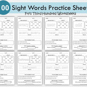 Sight Word Worksheets, Sight Words Printable, Fry Third Hundred ...