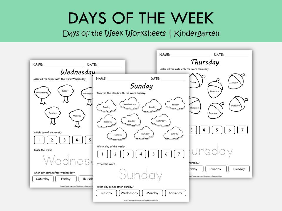 Days of the Week Worksheets Printable for Preschool & Kindergarten ...
