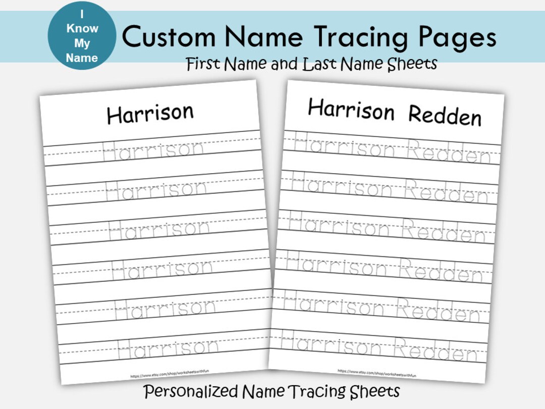 Custom Name Tracing Sheets, Name Tracing Worksheet, Handwriting ...
