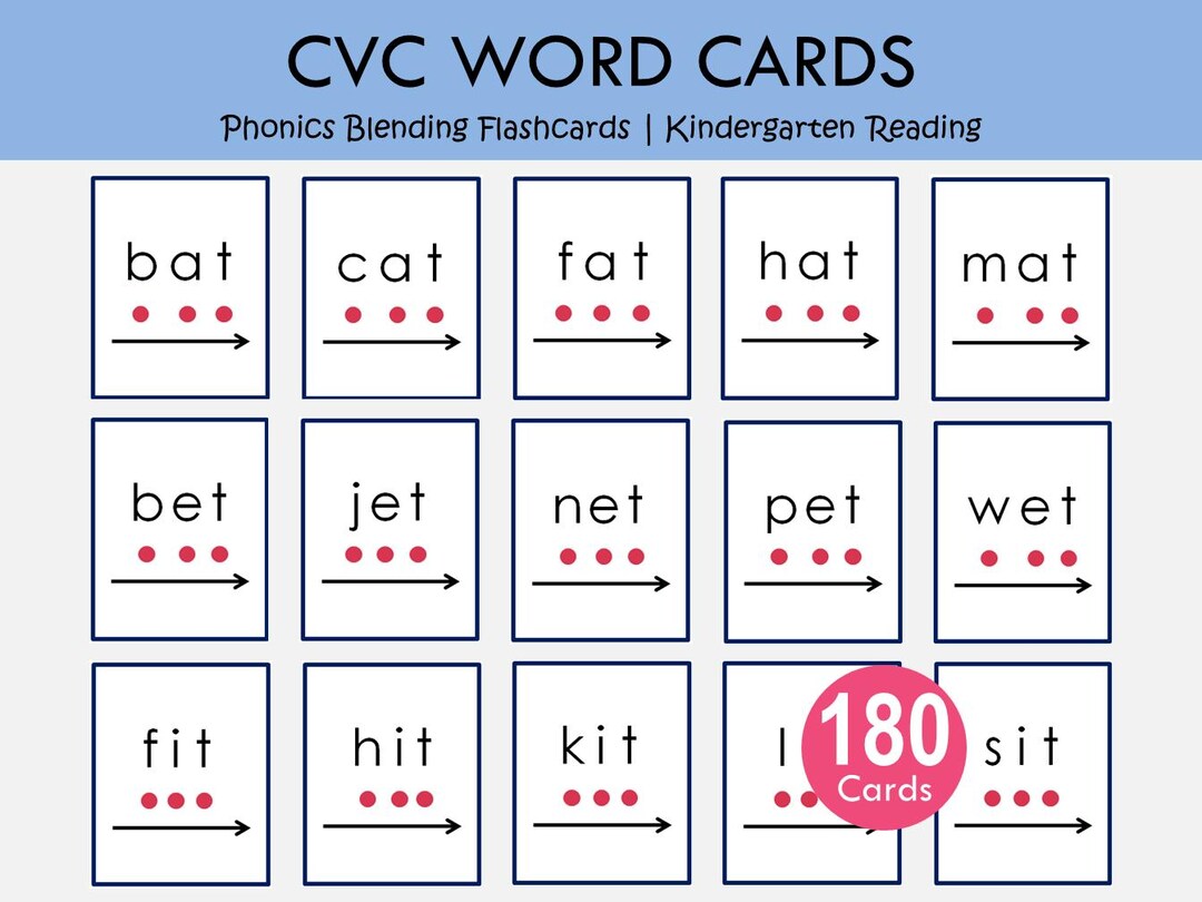 CVC Words Flashcards | Phonics Printable for Kindergarten | Reading ...