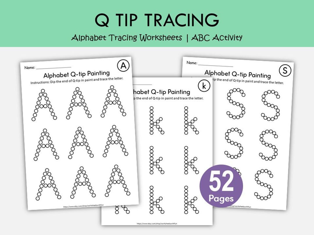 Q Tip Alphabet Tracing Worksheets Printable, Uppercase Lowercase ...