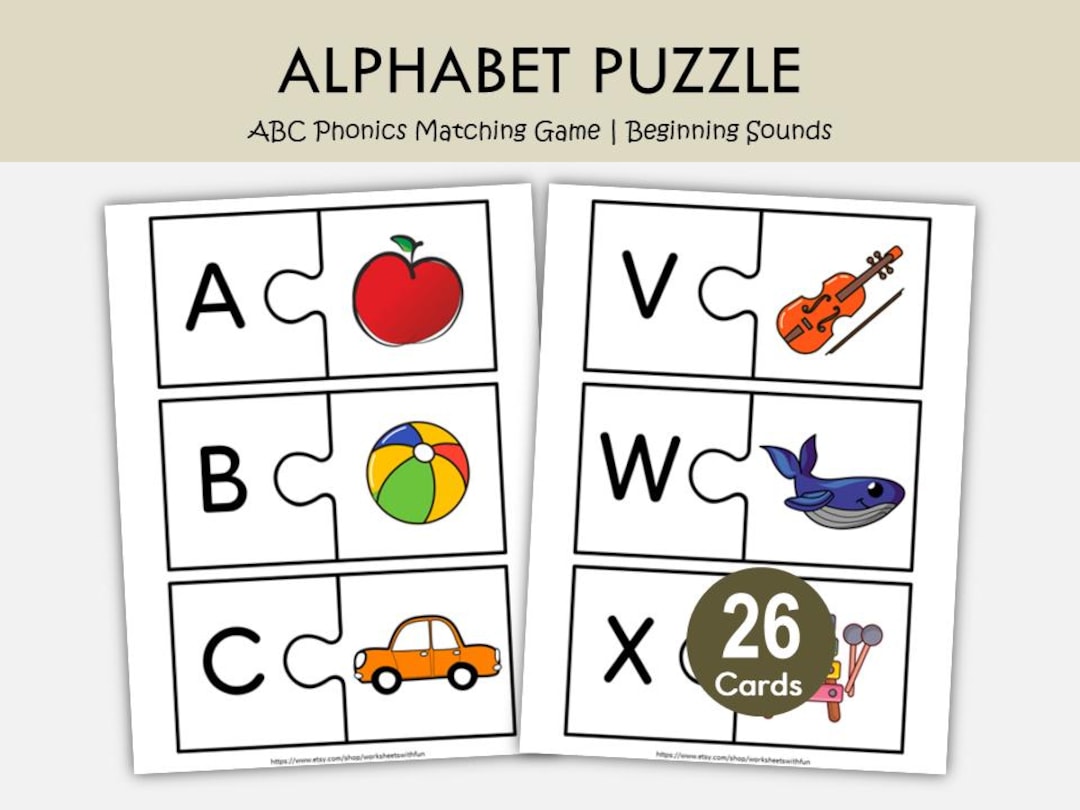 Alphabet Matching Puzzle Printable, Letter Sound Activity, ABC Phonics ...