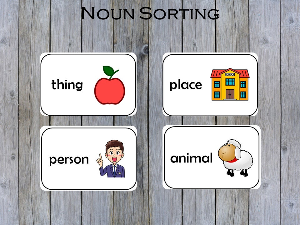 Noun Sorting Nouns Flashcards Matching and Grouping - Etsy