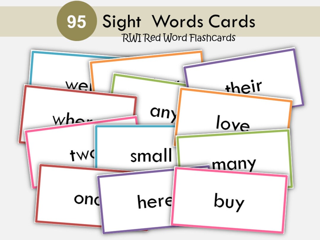 Sight Words Flashcards: 95 Red Words, Homeschool Printable (digital ...