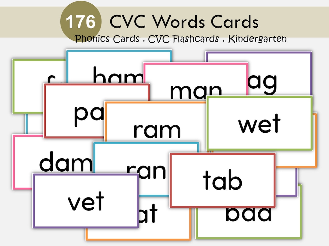 CVC Flashcards, CVC Words for Kids, Phonics Cards, Kindergarten Reading ...