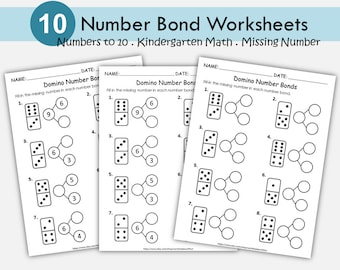 10 Printable Number Bonds Math Worksheets, Numbers 1 to 20 ...