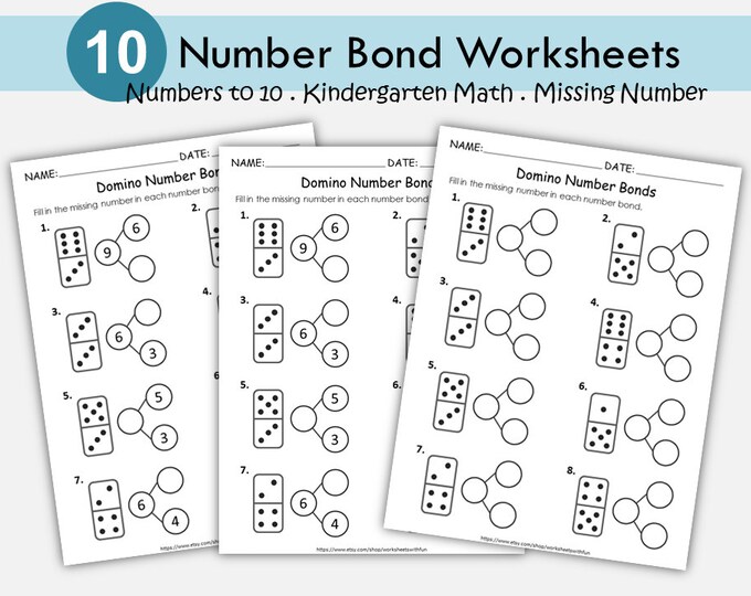 10 Printable Number Bonds Math Worksheets, Numbers 1 to 20 ...