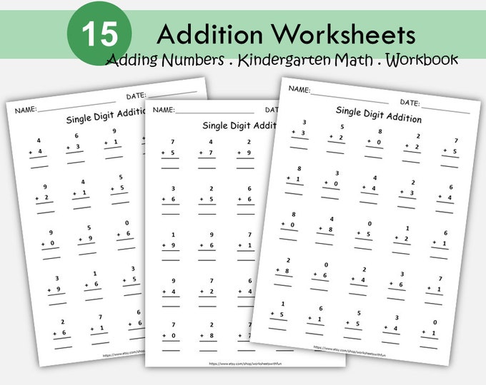 10 Printable Addition to 10 Worksheets: Kindergarten & 1st Grade (PDF ...