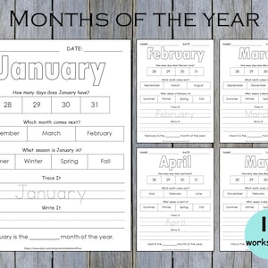 Months of the Year Worksheets Printable, Kindergarten Curriculum ...