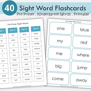 Sight Words Flash Cards Printable, Dolch Pre Primer Flashcards, Learn ...