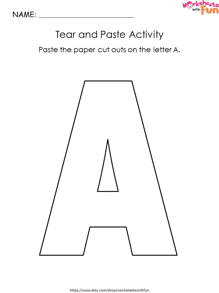 Tear and Paste Alphabet Printable 26 Tear and Paste Activity Sheets For ...