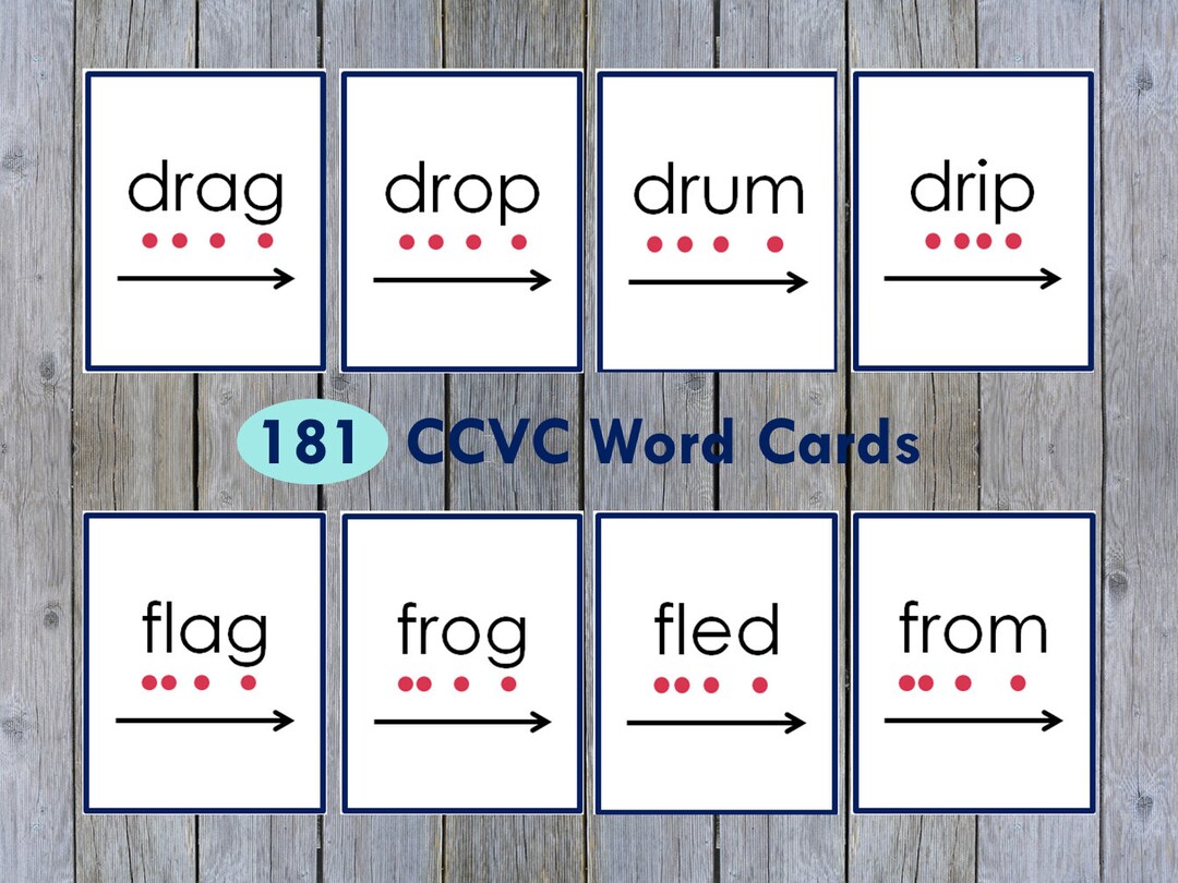 CCVC Words Flash Cards Printable, Blending CCVC, Fluency Flashcards ...