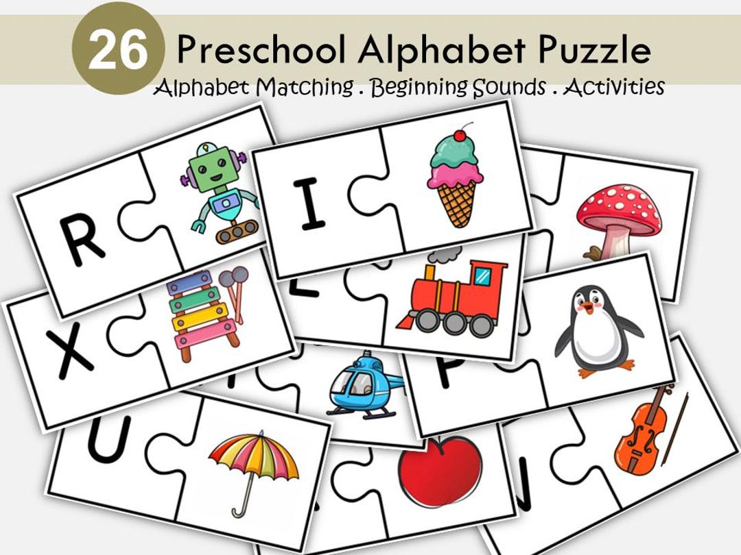 Alphabet Matching Puzzle: Beginning Sounds, ABC Phonics (PDF Printable ...