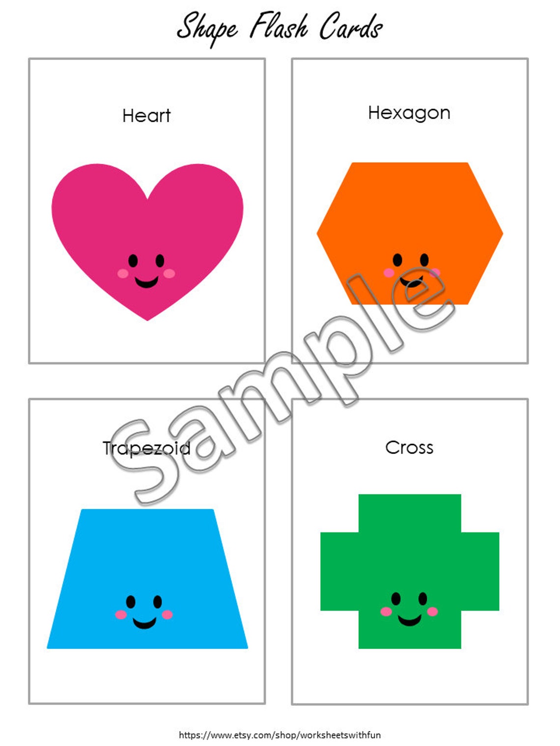 Shape Flashcards for Kindergarten, Preschool Printable, 2D Basic Shapes ...
