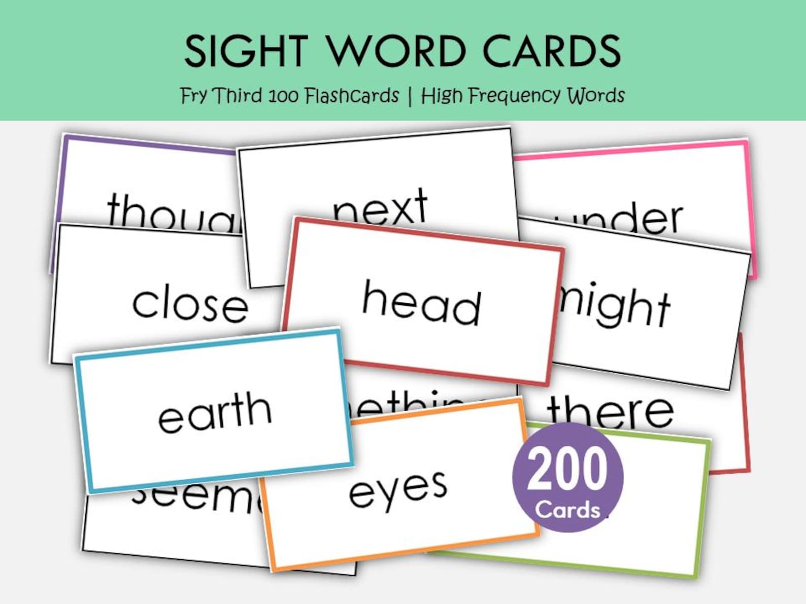 Fry Third 100 Sight Word Flashcards Printable, High Frequency Words ...