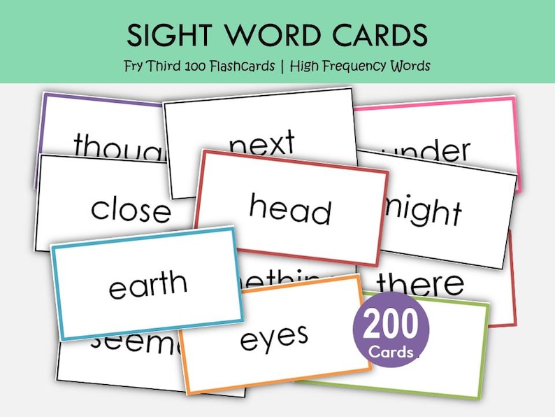 Fry Third 100 Sight Word Flashcards Printable, High Frequency Words ...