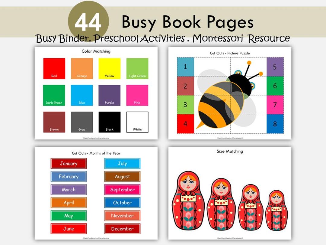 Busy Book Printable, Toddler Busy Binder for 2-3 Years Old, Prek First ...