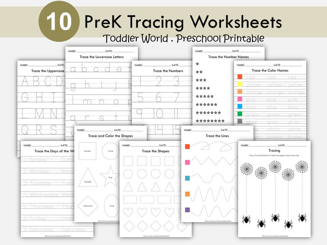 Preschool Tracing Workbook: Alphabet, Numbers, Shapes, Colors (PDF ...