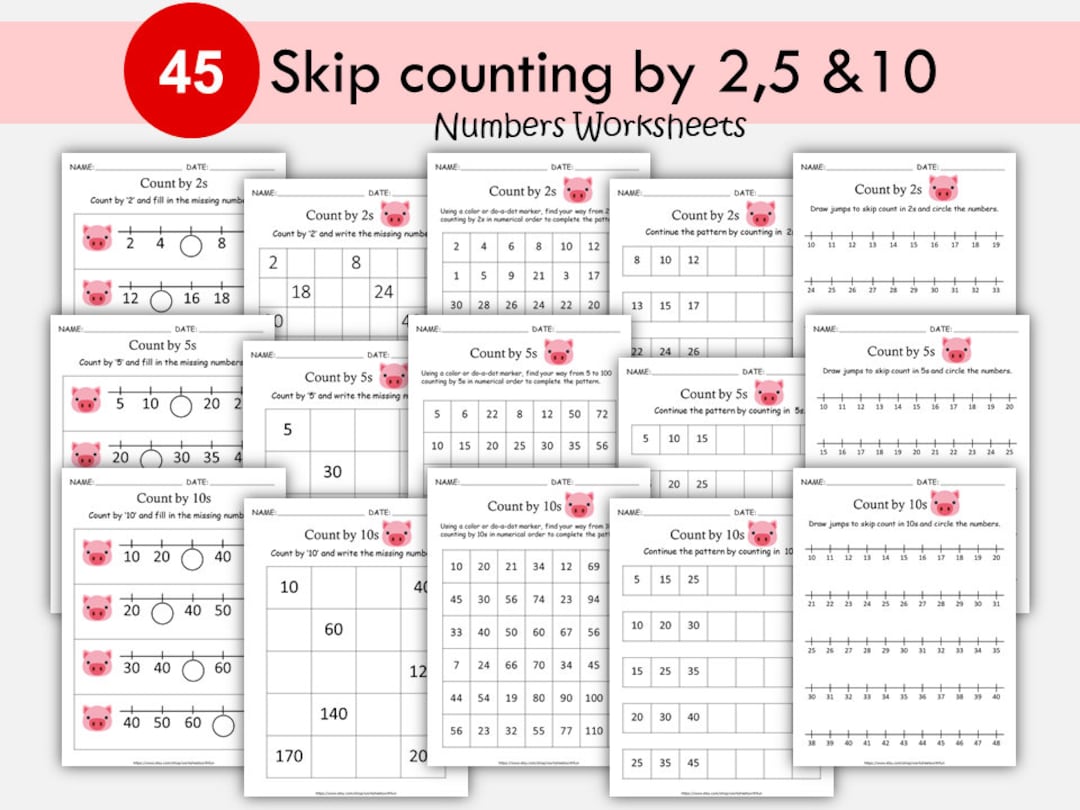 Skip Counting Worksheets: Math Practice for Kids, Grade 1-2 (PDF ...