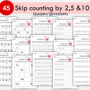 Skip Counting Worksheets: Math Practice for Kids, Grade 1-2 (PDF ...